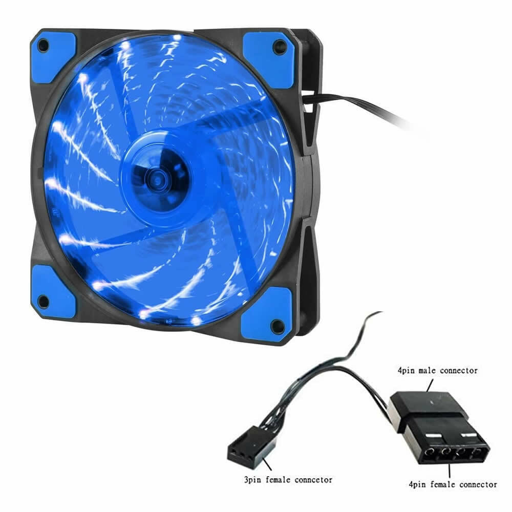 Jedel 120mm Blue LED PC Case Cooling Fan - DigiDirect